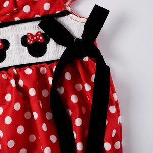 One Pieces | Minnie Mouse Baby Girls Smocked Embroidered Polka Dot Boutique Romper | Poshmark